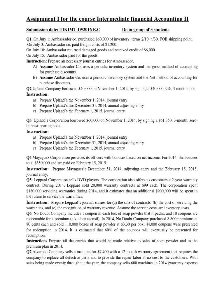@2015 Assignment I IFA II | PDF | Bonds (Finance) | Interest