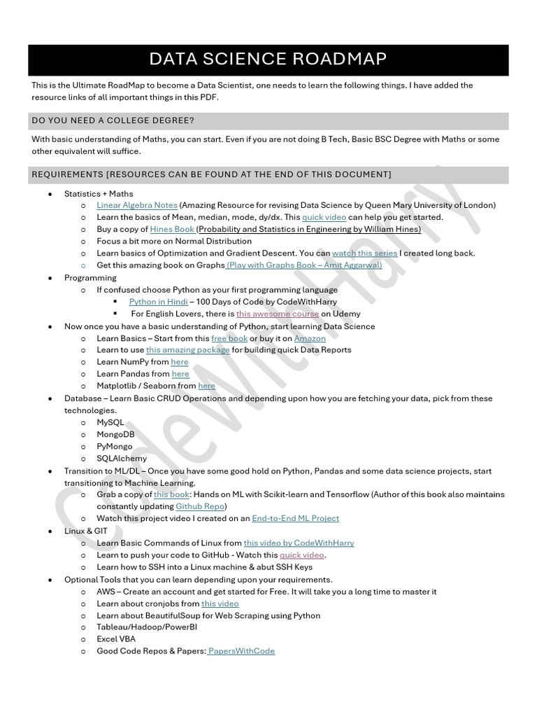 Data Science Roadmap - Notes | PDF | Python (Programming Language ...