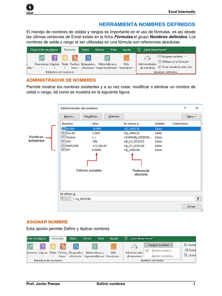 Excel Intermedio - Sem1 | PDF | Microsoft Excel | Informática