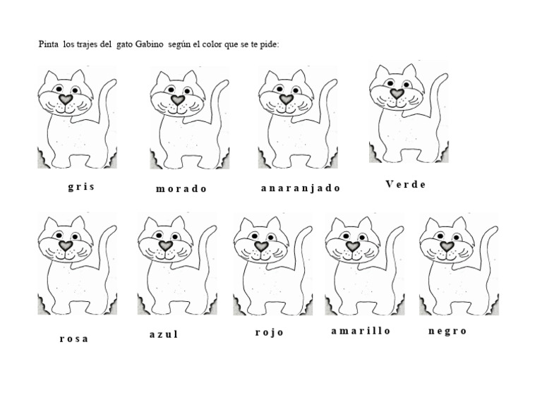 Colorea los trajes del gato Gabino | PDF