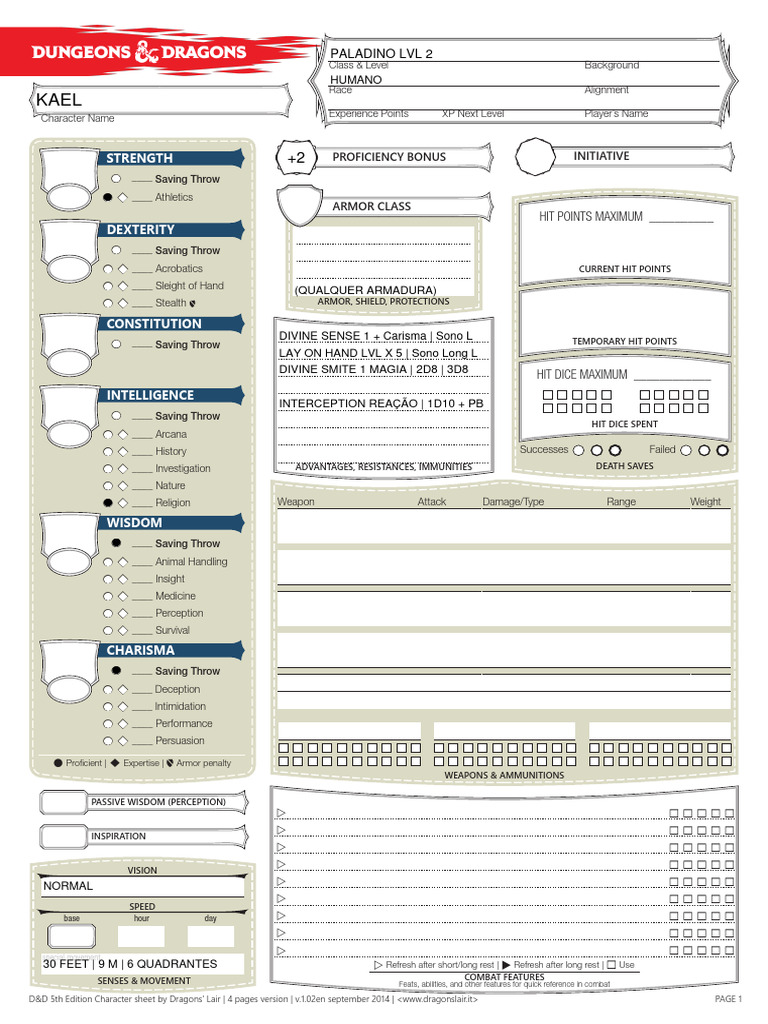 DD Character Sheet 5e Fillable | Download Free PDF | Role Playing Games | Role Playing Video Games