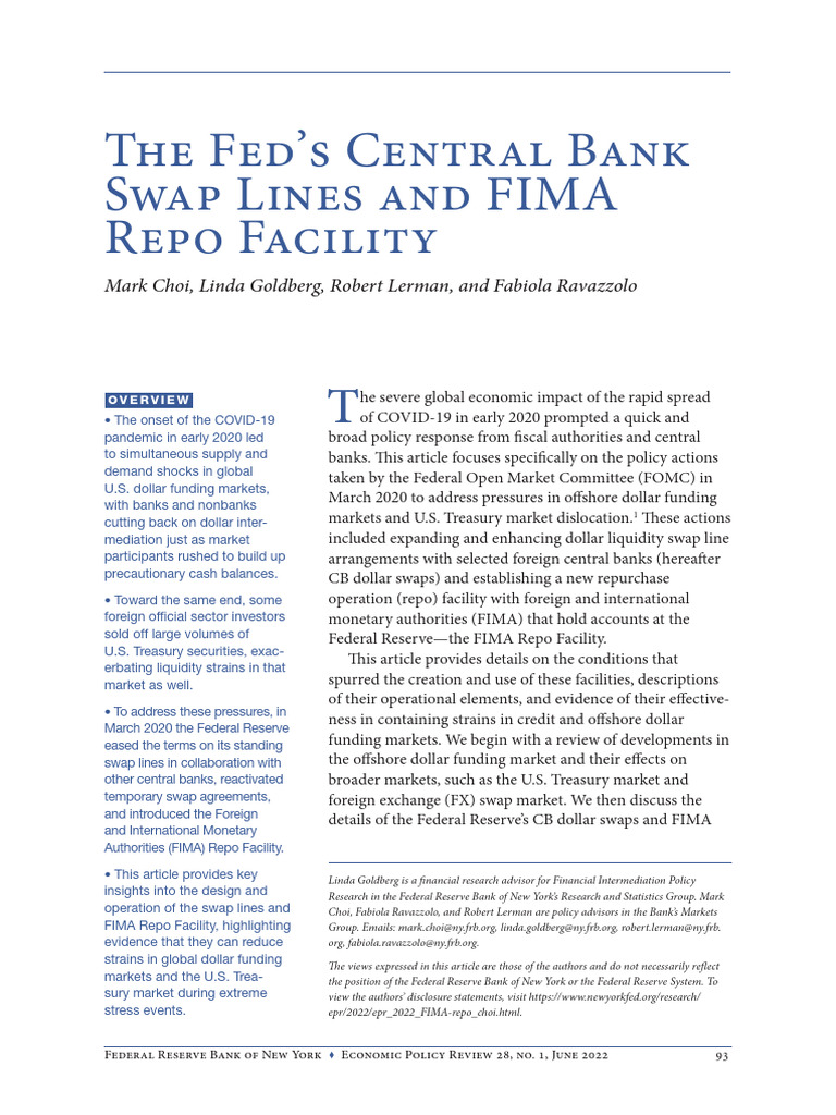 Epr 2022 Fima-Repo Choi | PDF | Federal Reserve | Repurchase Agreement