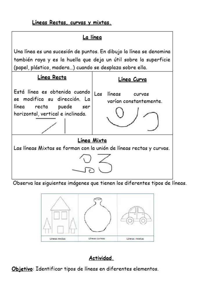 Tipos de Líneas: Rectas, Curvas y Mixtas | PDF | Color | Curva