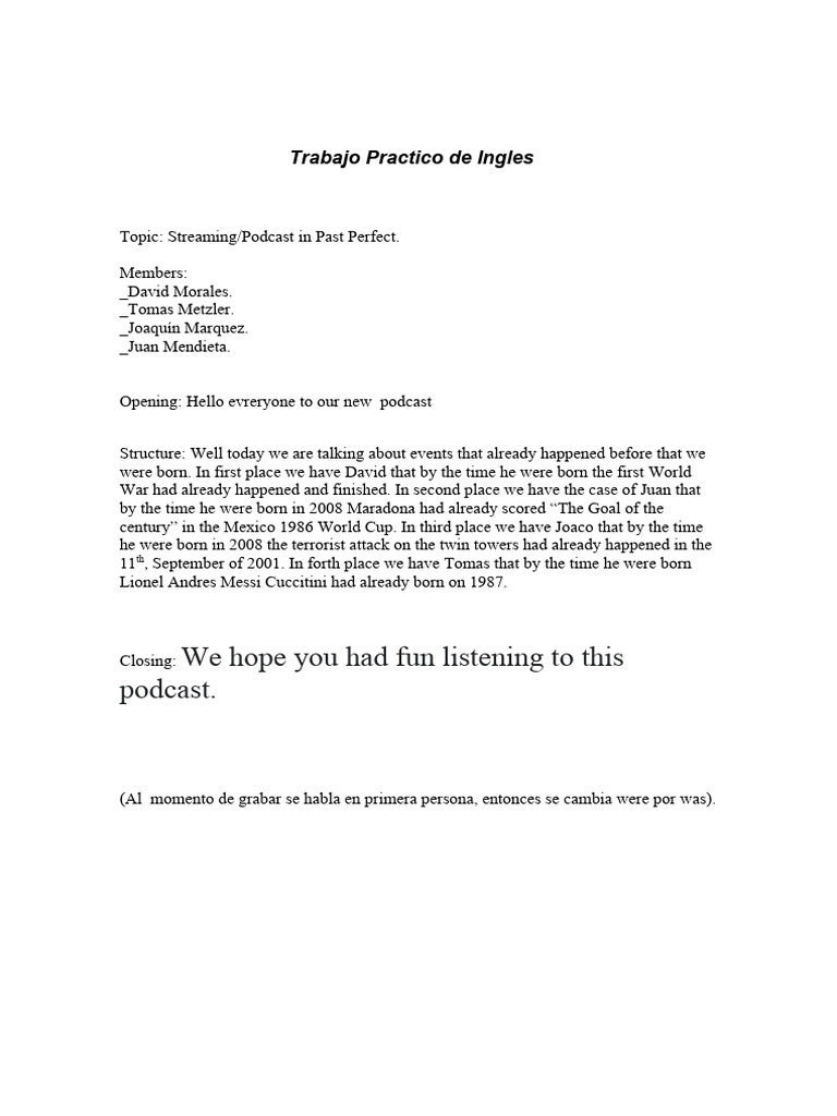 Trabajo Practico de Ingles | PDF