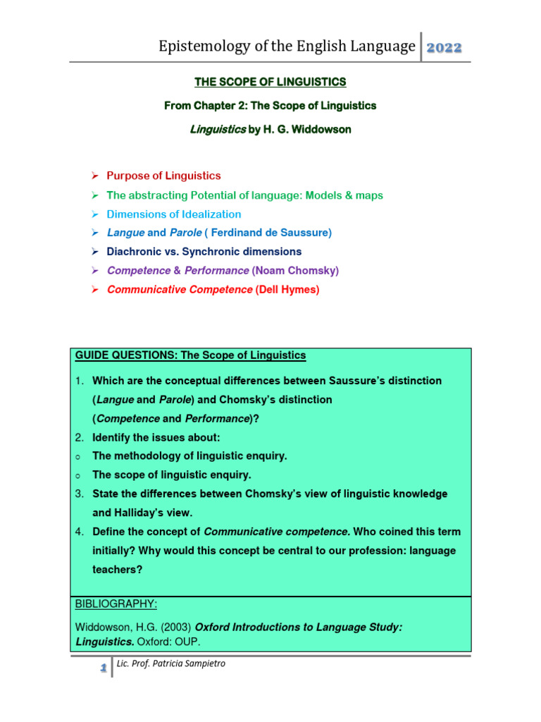 The Scope of Linguistics - Summary Highlights | PDF