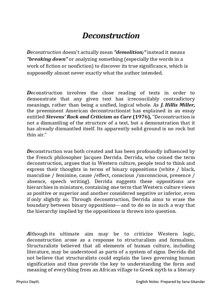 Deconstruction 1 | Download Free PDF | Deconstruction | Liberal Arts Education