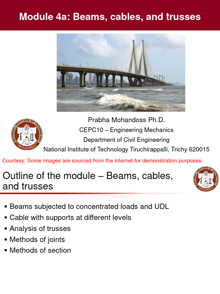 Module 4a - Beams, Cables and Trussess | PDF | Beam (Structure) | Truss