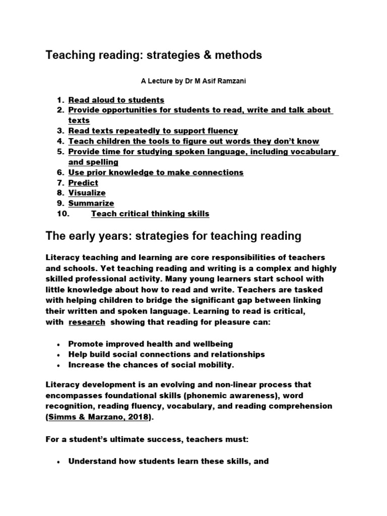 Teaching Reading Skill | PDF | Reading Comprehension | Phonics