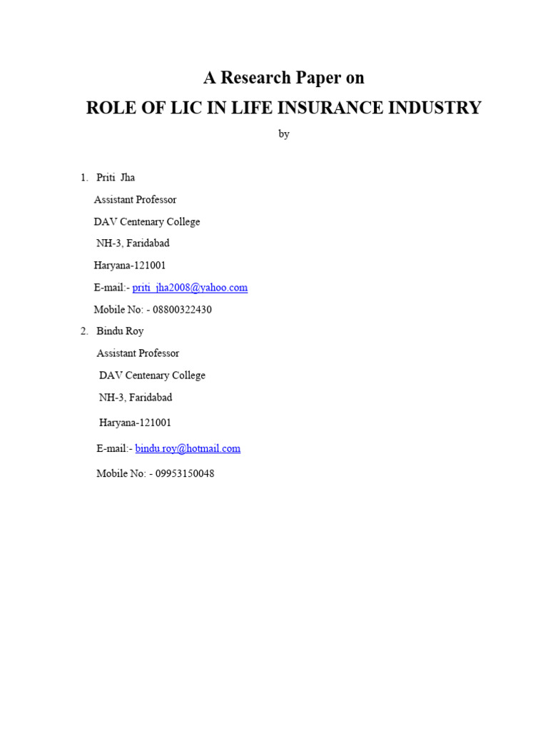 LIC's Impact on Life Insurance | PDF | Insurance | Risk