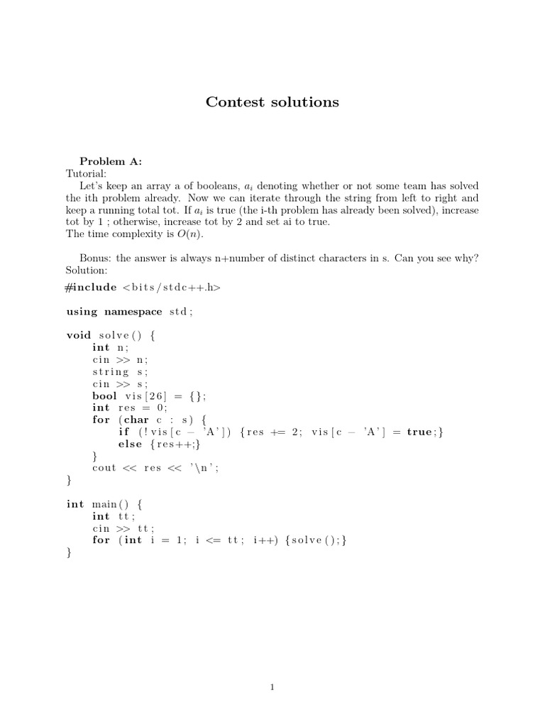 Contest Solutions Pdf Algorithms And Data Structures Computing 9209
