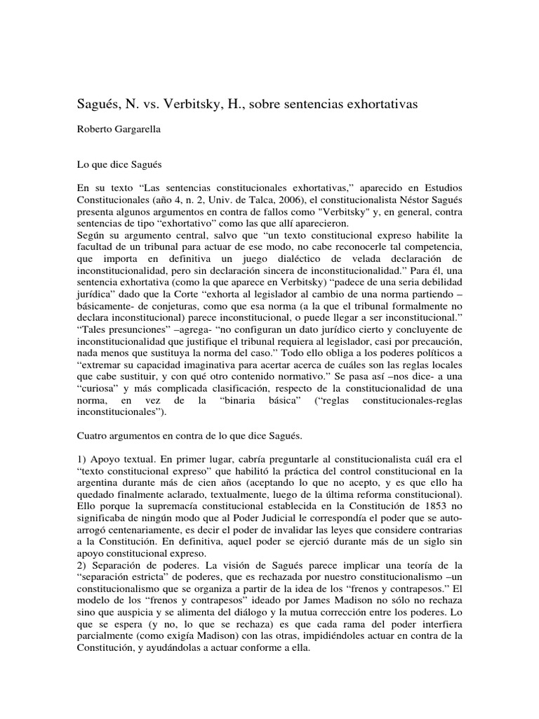 Gargarella Vs Sagues | PDF | Constitución | Democracia Gargarella Vs Sagues | PDF | Constitución | Democracia
