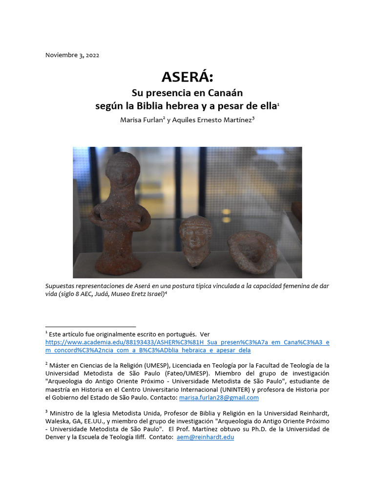 Asera Su Presencia En Canaan Segun La Bi Pdf Canaán Biblia