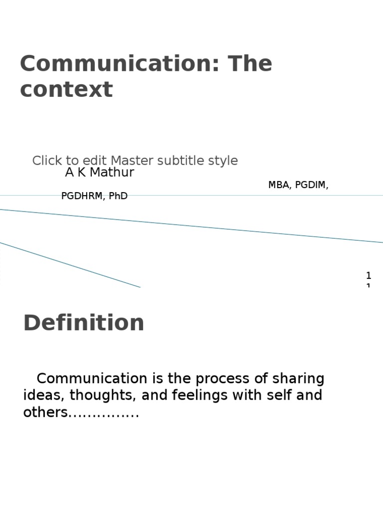 II Communication - The Context | PDF | Interpersonal Communication ...