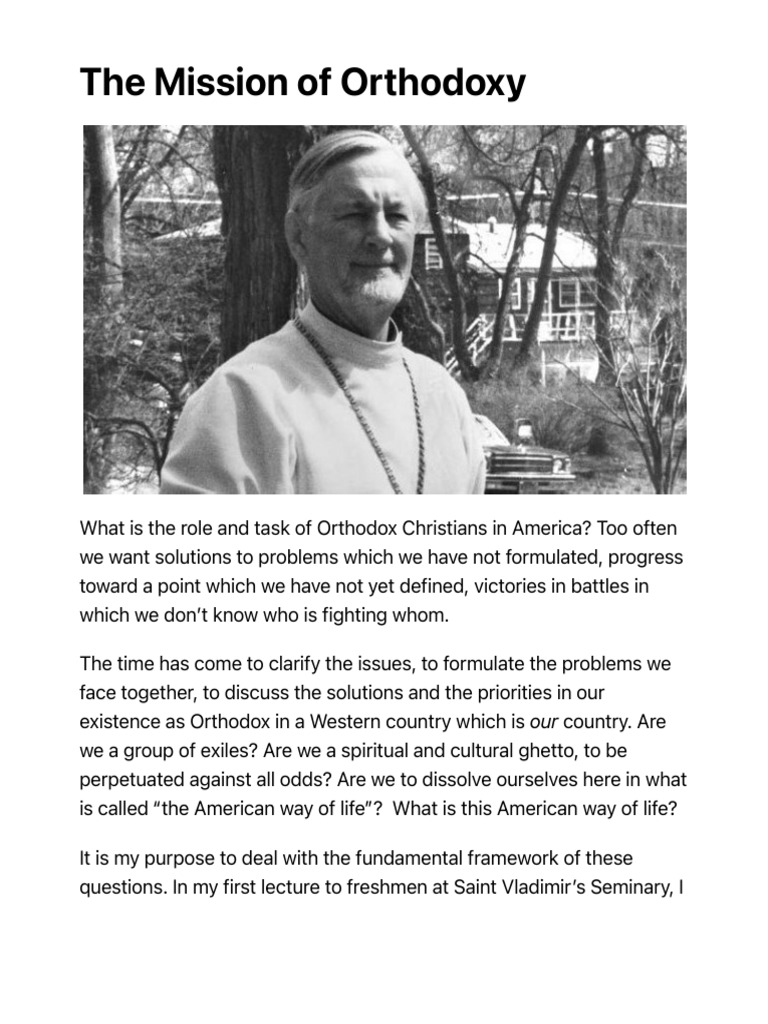 Orthodoxy's Role in American Culture | PDF | Eastern Orthodox Church ...