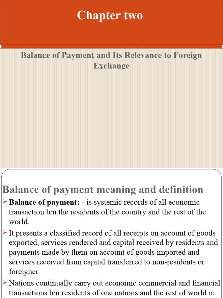 Chapter Two Balance of Payment | PDF | Balance Of Payments | Economies