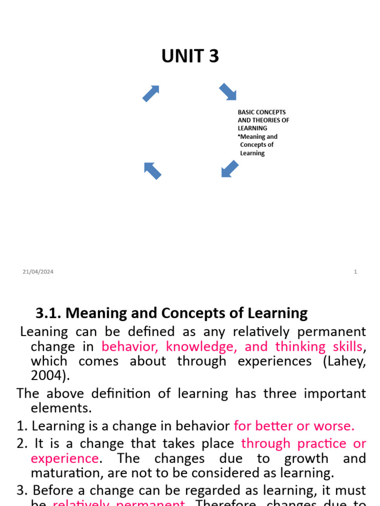 UNIT 3 | PDF | Classical Conditioning | Reinforcement