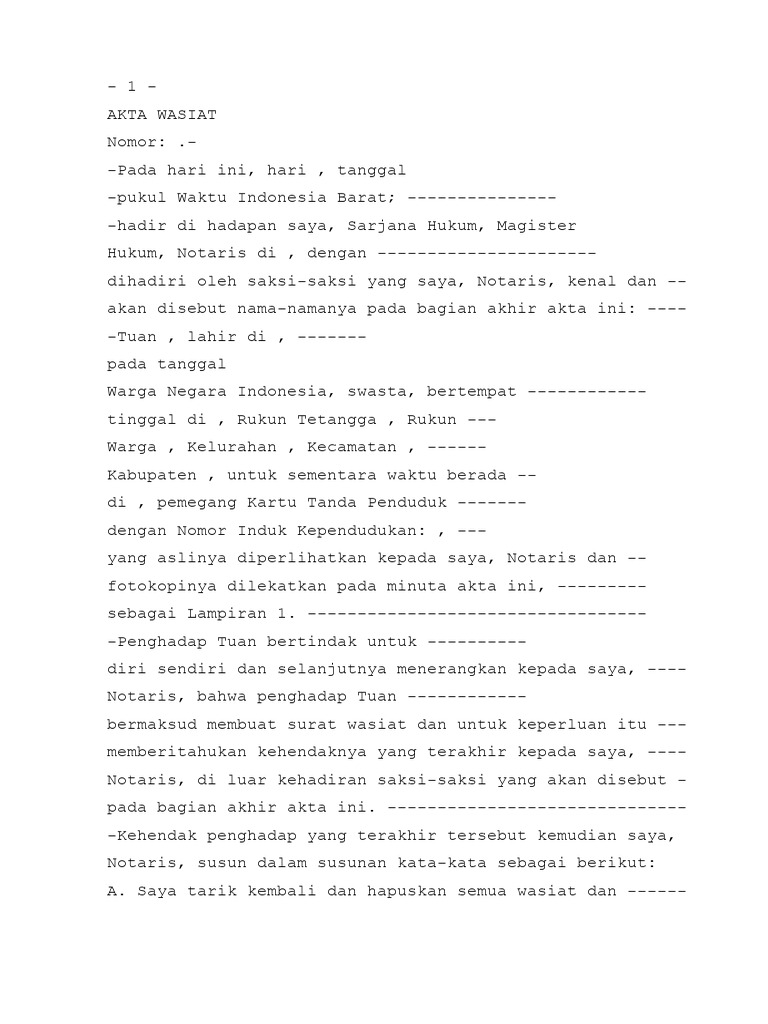 Akta Wasiat: Proses dan Ketentuan | PDF | Hukum