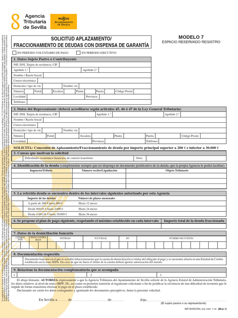 Modelo 7-Fraccionamiento Dispensa Garantía. | Descargar gratis PDF | Documento de identidad ...