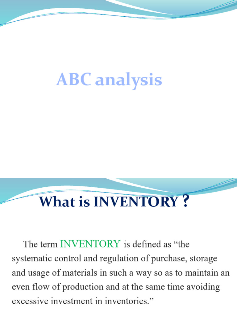 Abcanalysis | PDF | Inventory | Economies