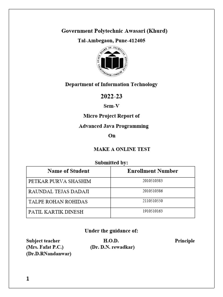 Advanced Java Microproject | PDF | Computer Programming | Computing
