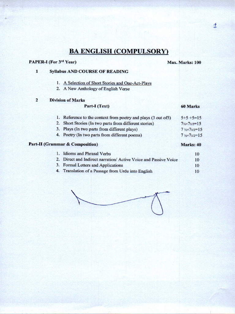 B.A English (Compulsory) | PDF
