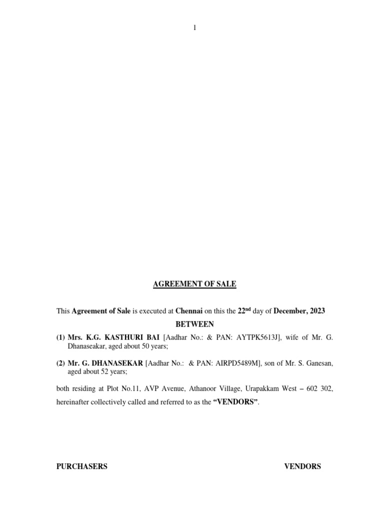 Sale Agreement Draft | Download Free PDF | Private Law | Common Law