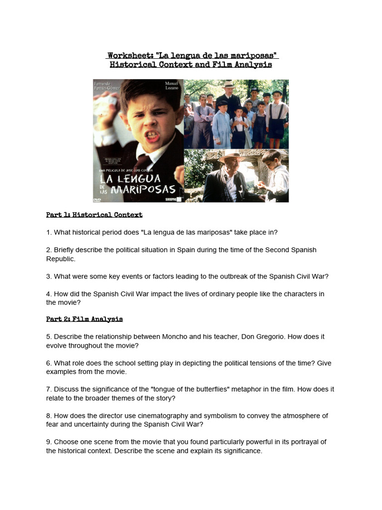 "La lengua de las mariposas" Analysis Guide | PDF | Politics | History