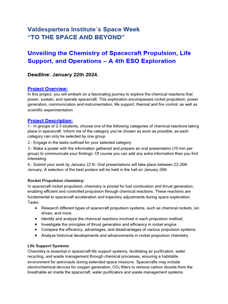 Space week project 4ESO | PDF | Spacecraft Propulsion | Rocket