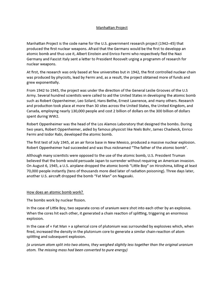 Project_Manhattan | PDF | Manhattan Project | Nuclear Weapons