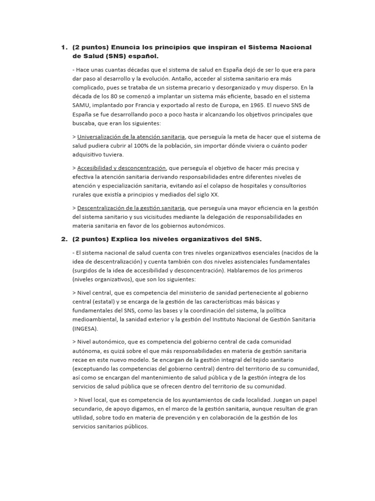 Estructura y Principios del SNS Español | PDF | Hospital | Defensa Civil