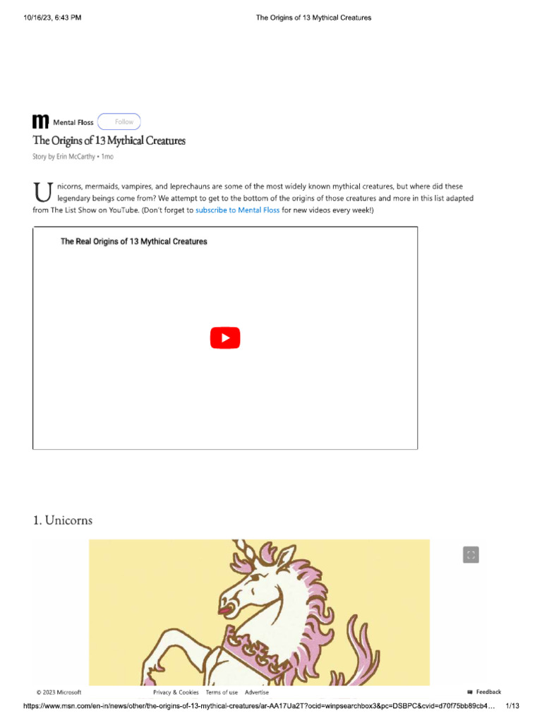 The Origins of 13 Mythical Creatures | PDF
