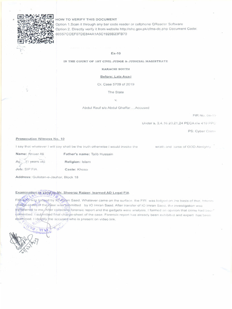 Ameer Ali - Cross Examination | PDF