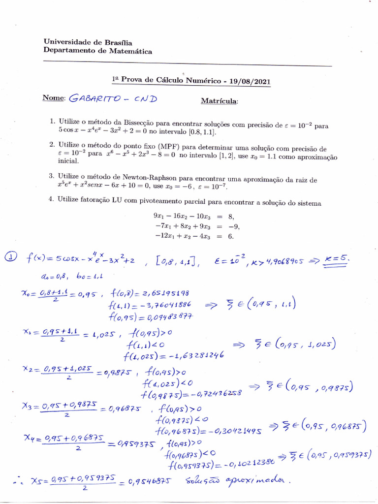 Gabarito P1 CND-1-2021 | PDF