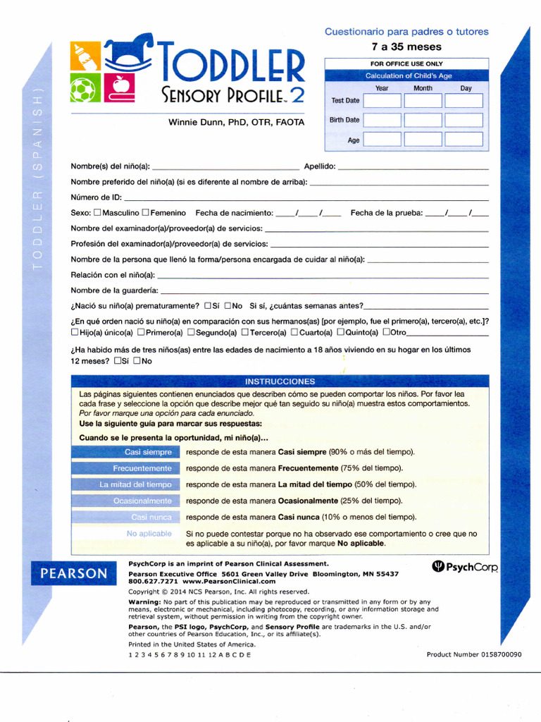 Toddler Sensory Profile | PDF