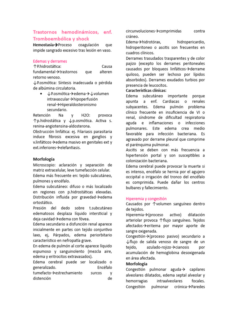 Trastornos Hemodinámicos RESUMEN | PDF | Plaqueta | Hemostasia