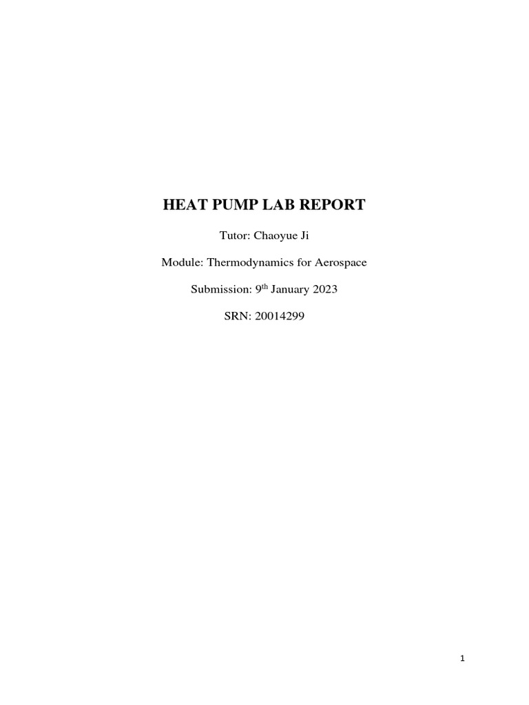 Thermo Lab report | PDF | Heat Pump | Heat
