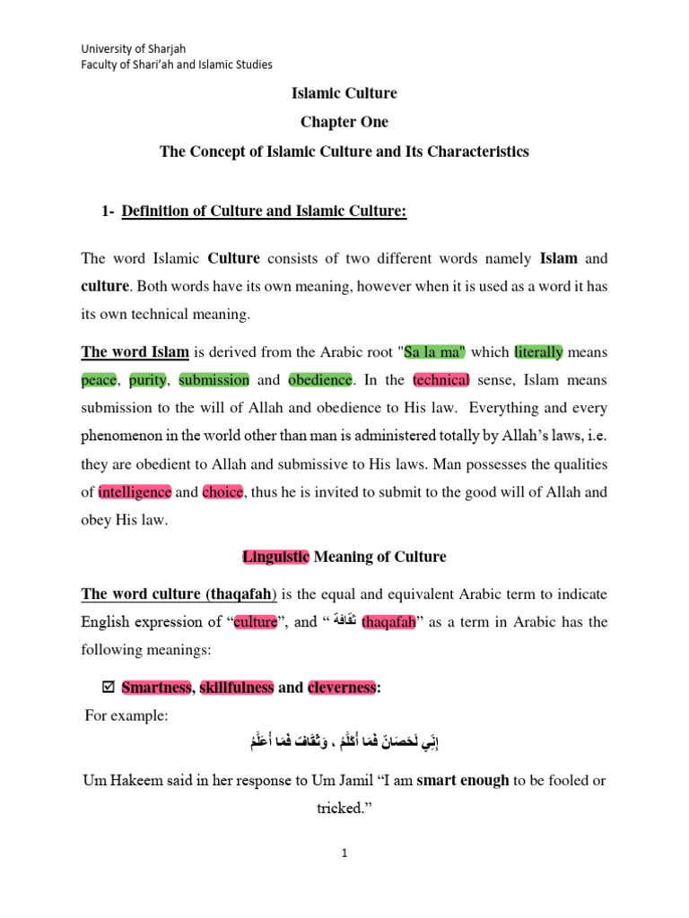 Islamic Culture- Chapter 1 | PDF | Prophets And Messengers In Islam ...
