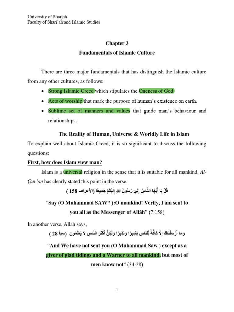 Islamic Culture- Chapter 3-Dr. Reda | PDF | Tawhid | Prophets And ...