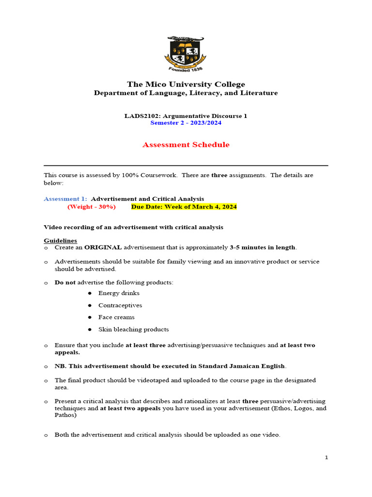 Assessment Schedule AD1 | PDF | Rhetoric | Critical Thinking
