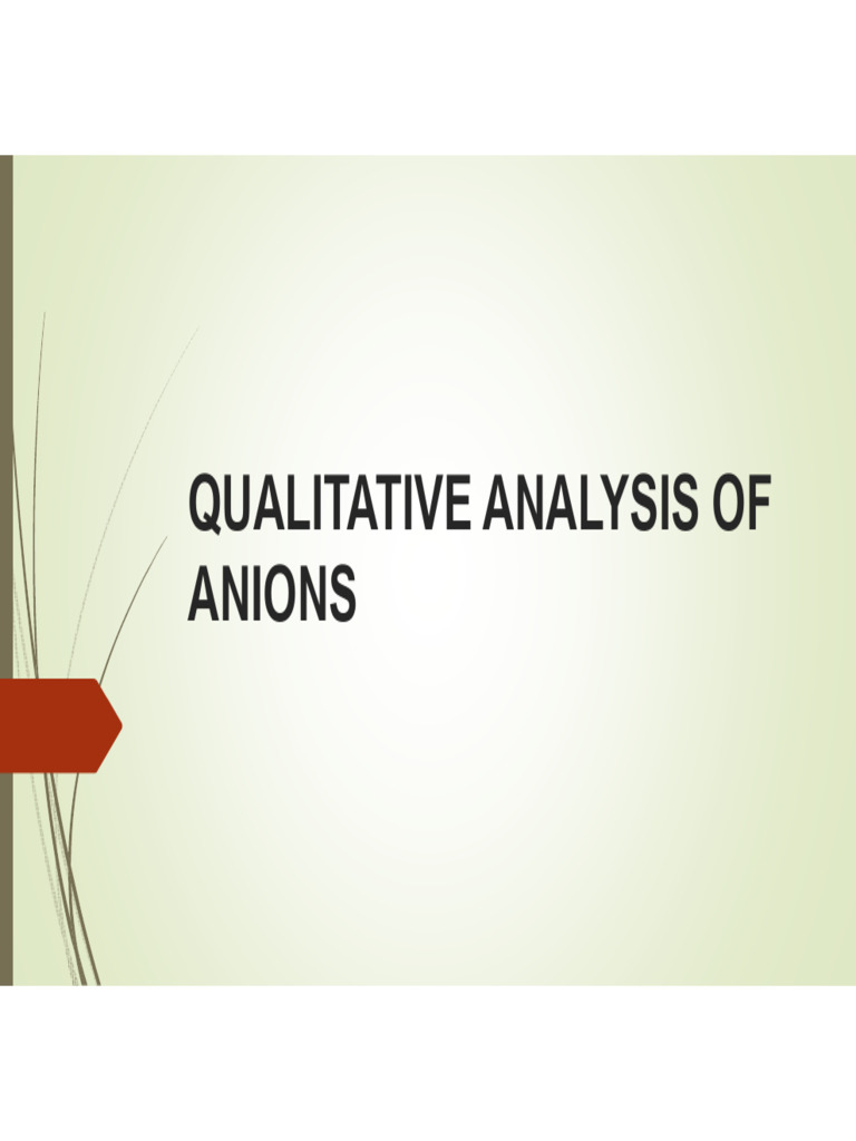 Anion Identification Guide | PDF | Ion | Chloride