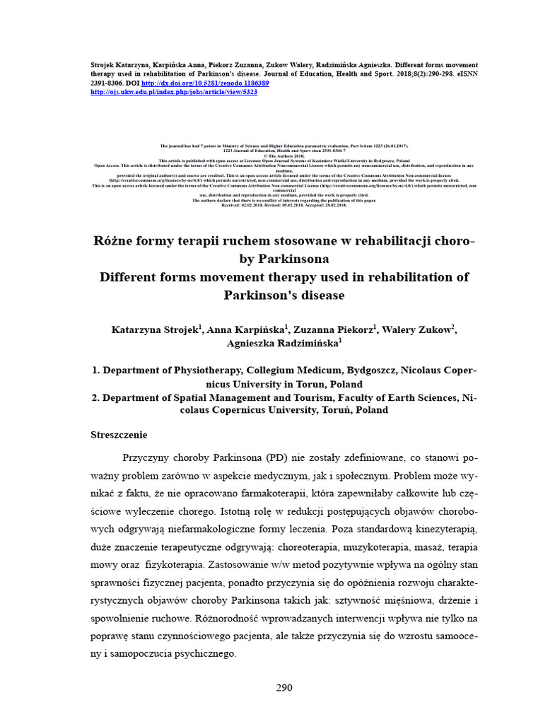 Different Forms Movement Therapy Used in | PDF | Parkinson's Disease ...
