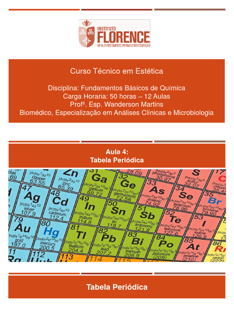 Aula 4 - Tabela Periodica e Elementos Quimicos | PDF | Tabela periódica | Química