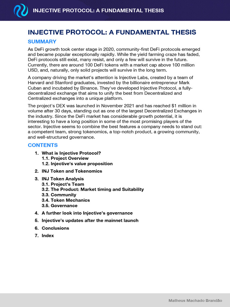 Injective Protocol - A Fundamental Thesis | PDF | Cryptocurrency ...