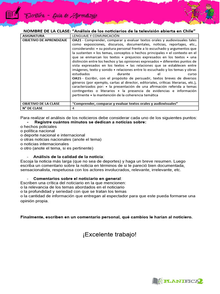 N°4 Comprender, Comparar y Evaluar Textos Orales y Audiovisuales | PDF ...