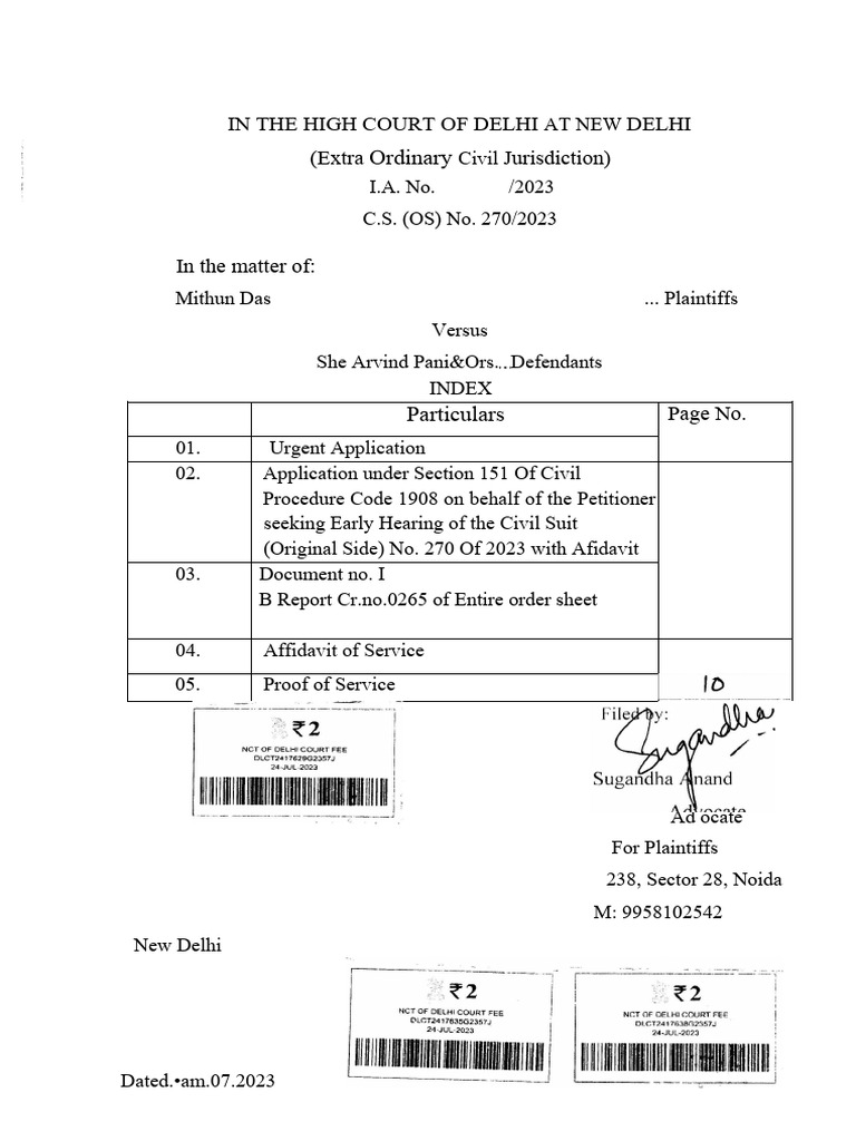Early_hearing_application[1] | PDF | Lawsuit | Plaintiff