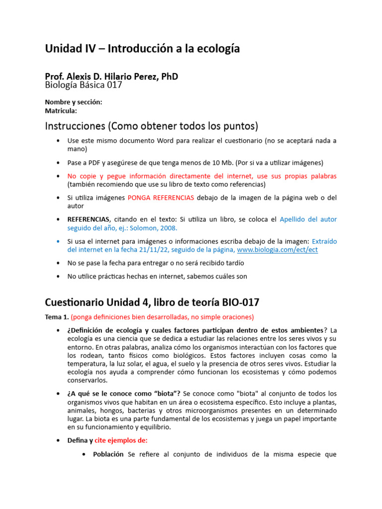 Practica 5 | PDF | Ecosistema | Habitat