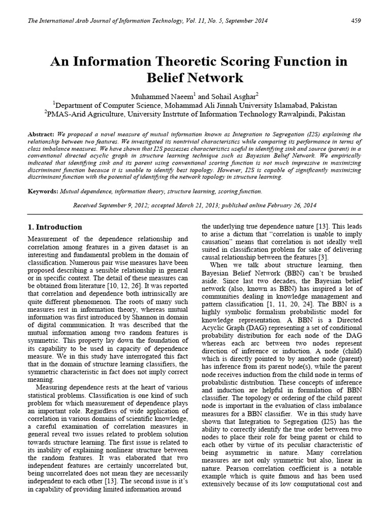An Information Theoretic Scoring Function in Belief Network | PDF ... An Information Theoretic Scoring Function in Belief Network | PDF ...