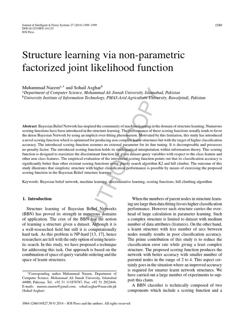 Structure Learning Via Non-Parametric Factorized Joint Likelihood Function | PDF | Bayesian ...
