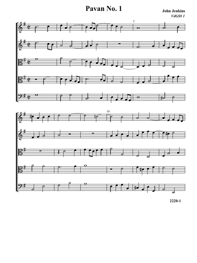Pavan in G Major, VDGS No.1 John Jenkins | PDF