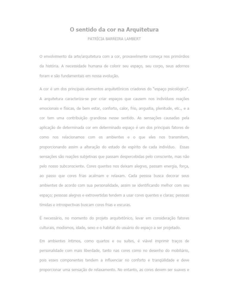 O Sentido Da Cor Na Arquitetura | PDF | Cor | Vermelho
